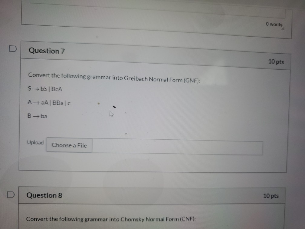 Solved O words Question 7 10 pts Convert the following | Chegg.com
