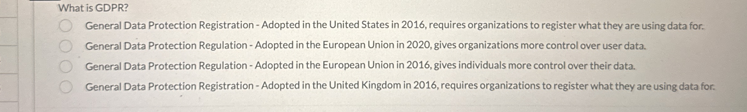 Solved What is GDPR?General Data Protection Registration - | Chegg.com