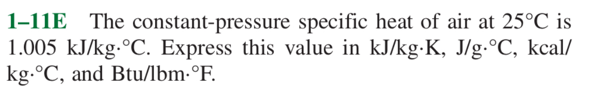 Solved 1-11E The constant-pressure specific heat of air at | Chegg.com