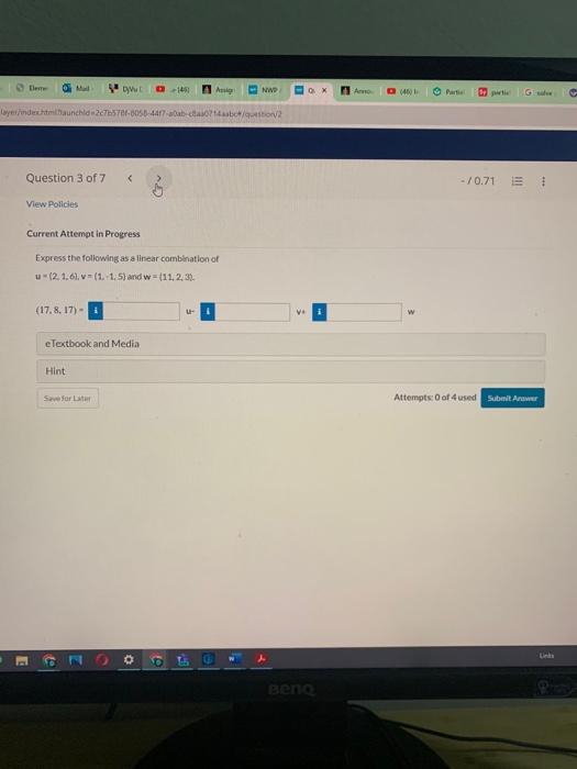 Solved Express the following as a linear comblination of | Chegg.com