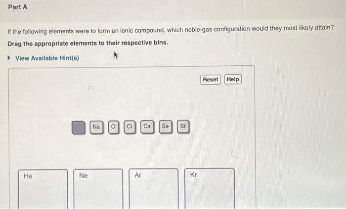 Solved If the following elements were to form an ionic | Chegg.com