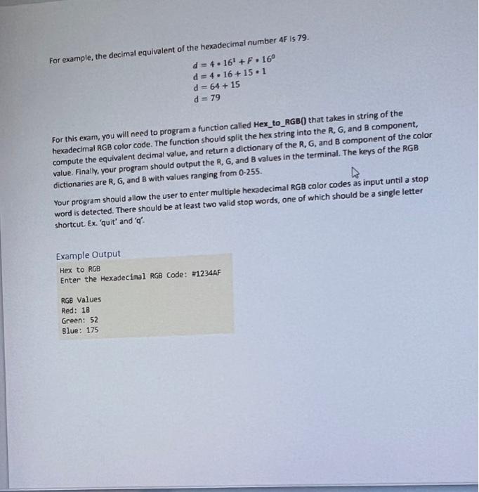 For example, the decimal equivalent of the | Chegg.com