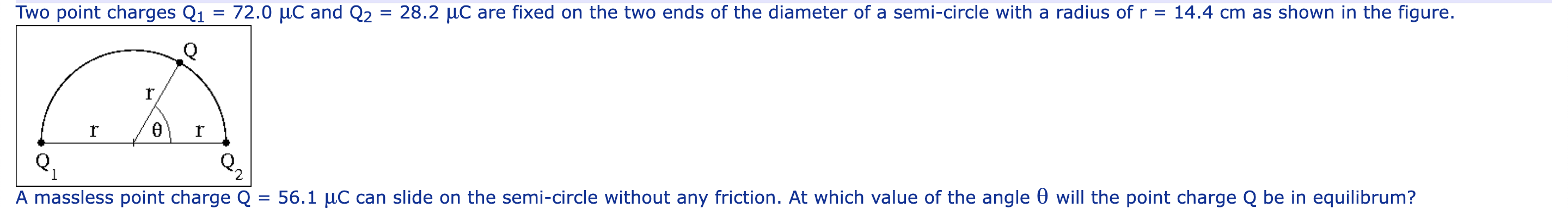 Solved Two point charaes O1=72.0μC ﻿and Q2=28.2μC ﻿are fixed | Chegg.com