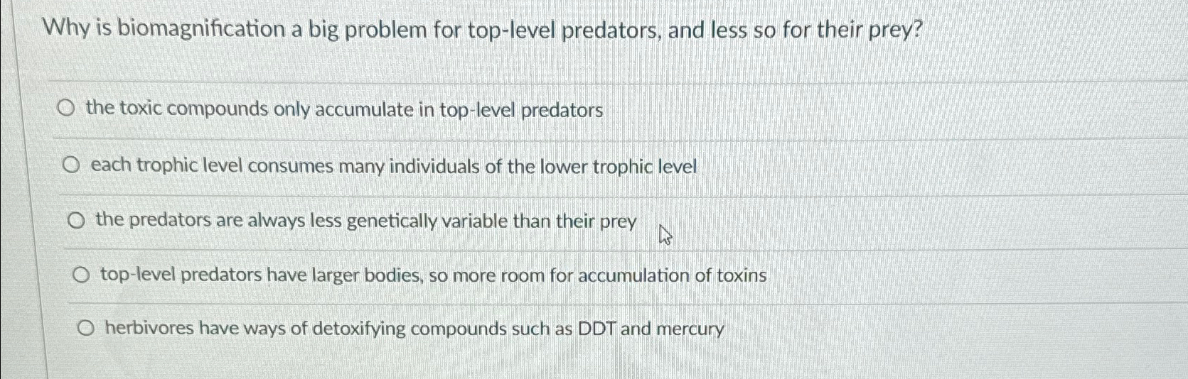 Solved Why is biomagnification a big problem for top-level | Chegg.com