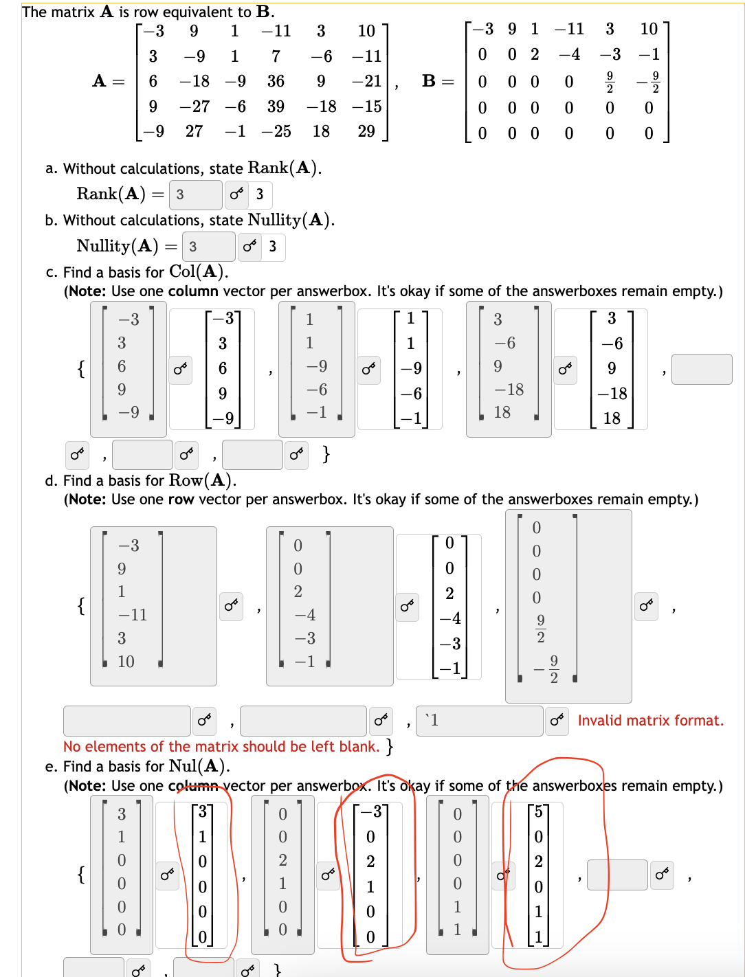 Solved The matrix A ﻿is row equivalent to | Chegg.com