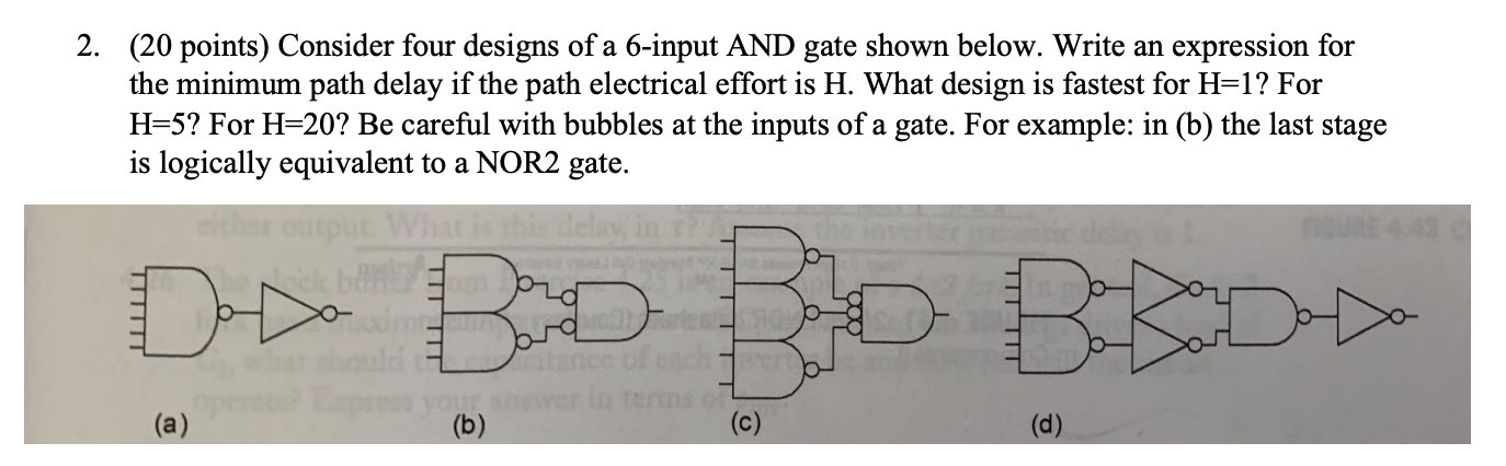 Solved (20 ﻿points) ﻿Consider four designs of a 6-input AND | Chegg.com