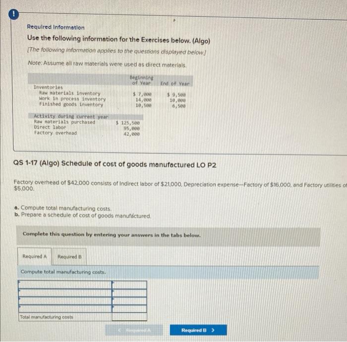 Solved Required Information Use the following information | Chegg.com
