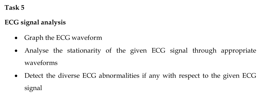 Solved Task 5ECG signal analysisGraph the ECG | Chegg.com