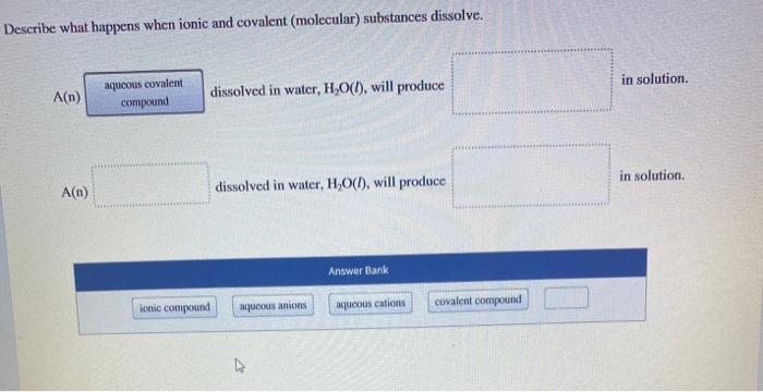 Solved Describe what happens when ionic and covalent | Chegg.com