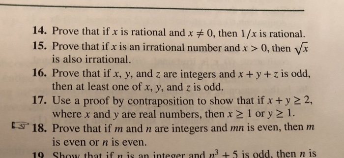 Solved 14. Prove that if x is rational and x 0, then 1/x is | Chegg.com