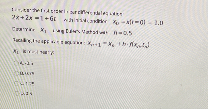 Solved Consider the first order linear differential | Chegg.com