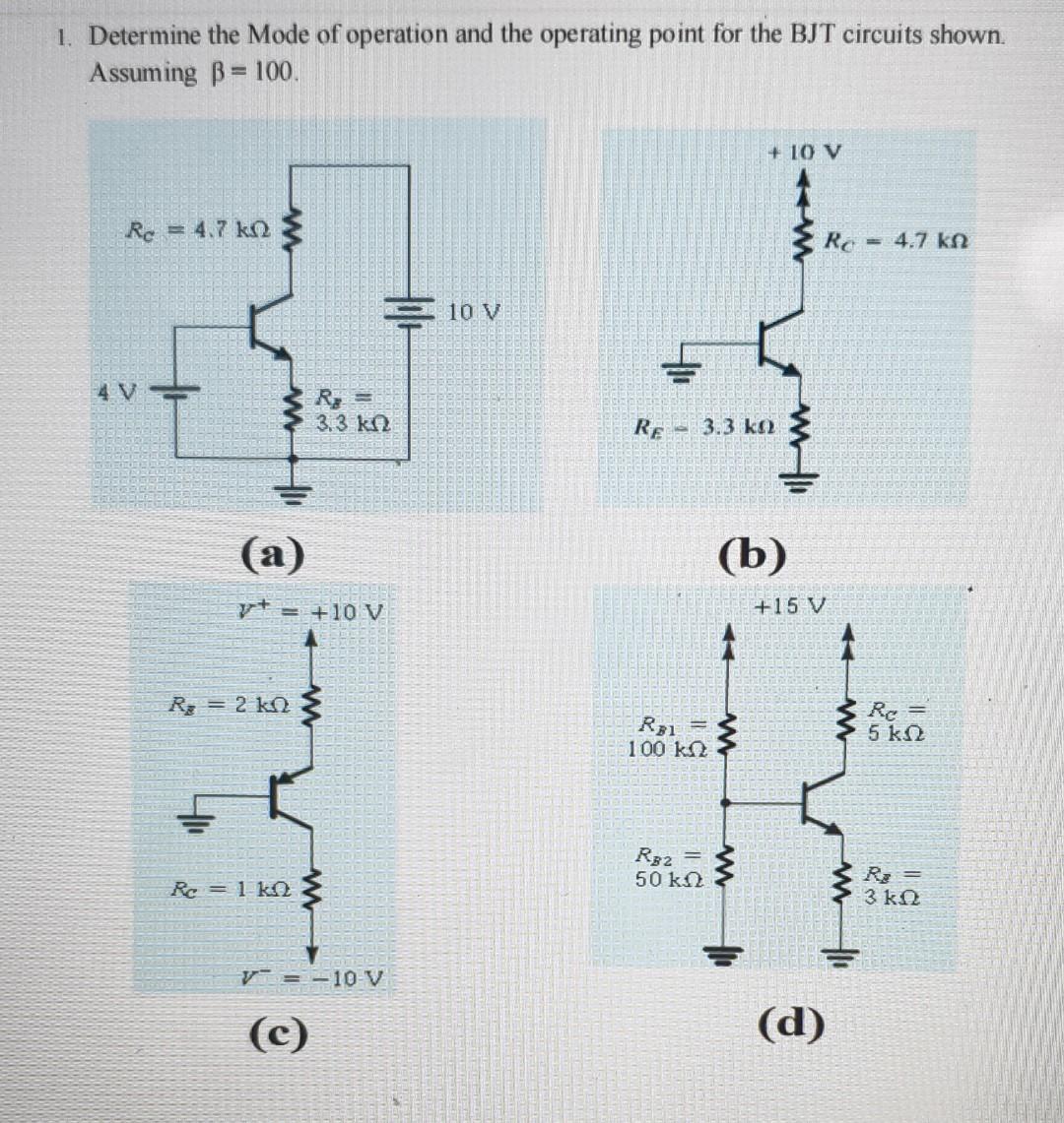 Solved 1. Determine the Mode of operation and the operating | Chegg.com