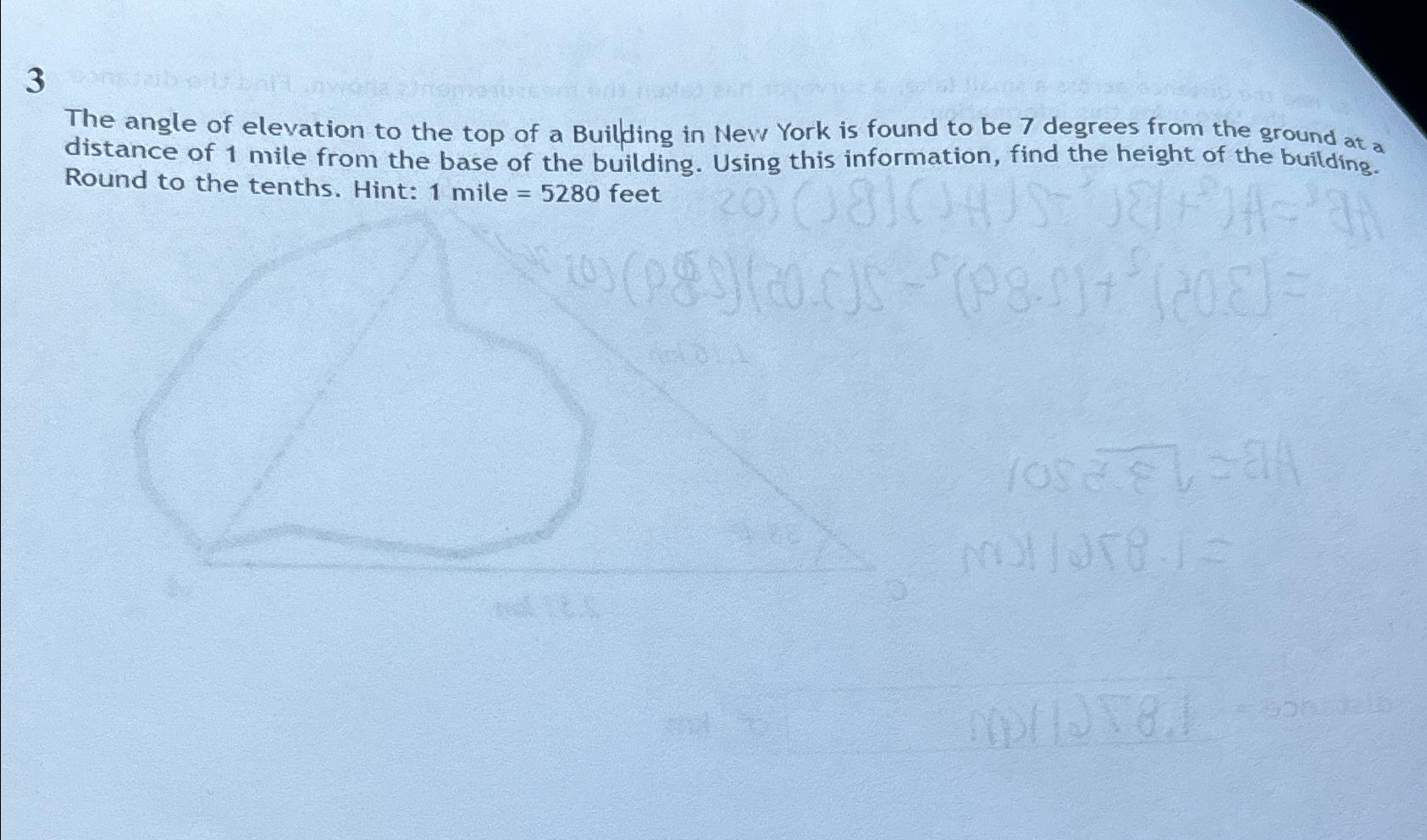 Solved 3 ﻿The angle of elevation to the top of a Building in | Chegg.com