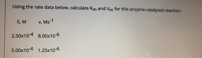 Solved Using the rate data below, calculate Km and Vm for | Chegg.com