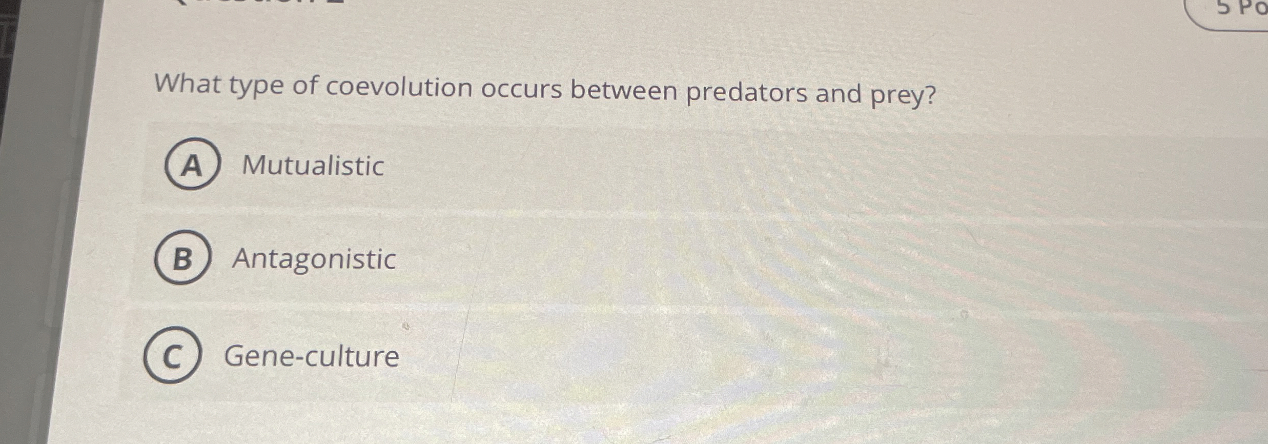 Solved What type of coevolution occurs between predators and | Chegg.com