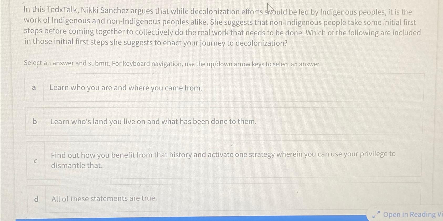 Solved In this TedxTalk, Nikki Sanchez argues that while | Chegg.com