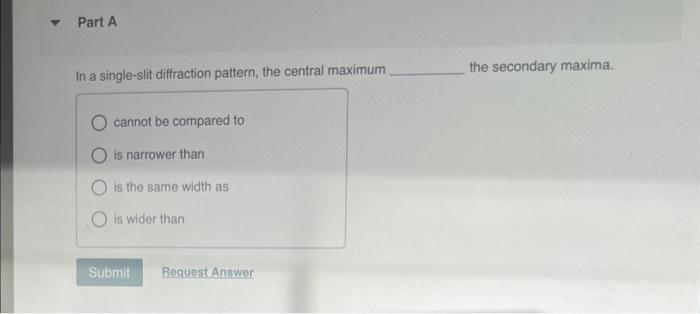 Solved In a single-slit diffraction pattern, the central | Chegg.com
