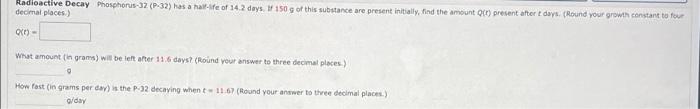 Solved Radioactive Decay Phosphorus-32 (P-32) has a | Chegg.com