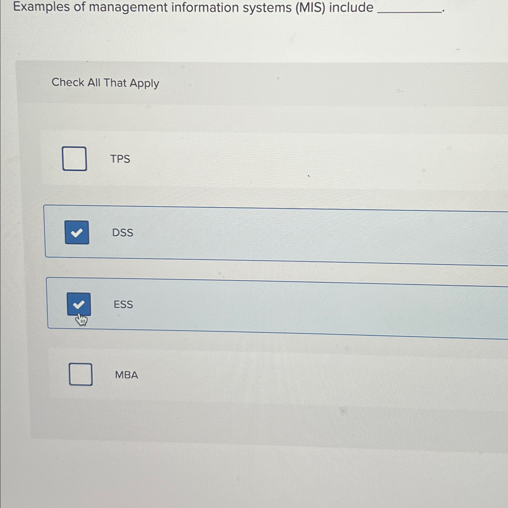 Solved Examples of management information systems (MIS) | Chegg.com