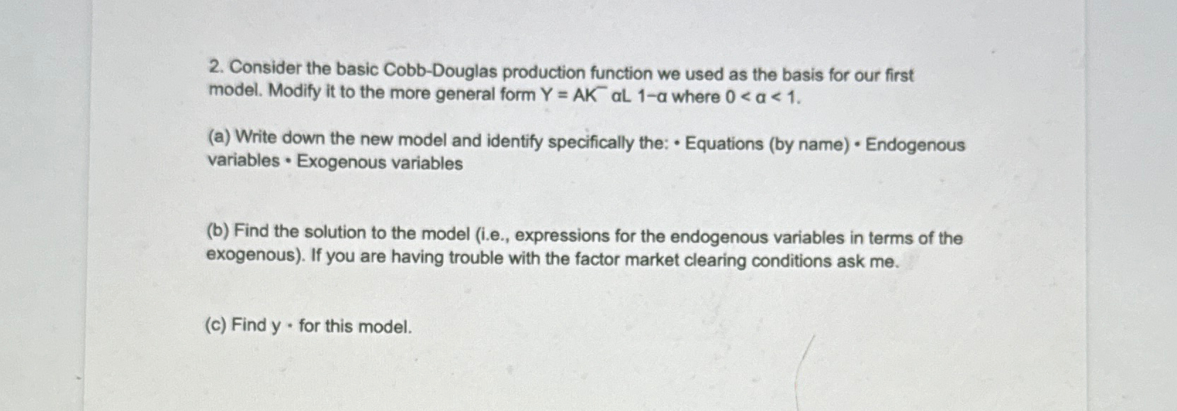 Solved Consider the basic Cobb-Douglas production function | Chegg.com