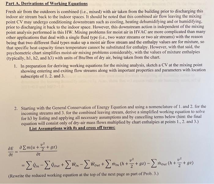 Solved Part A. Derivations of Working Equations Fresh air | Chegg.com