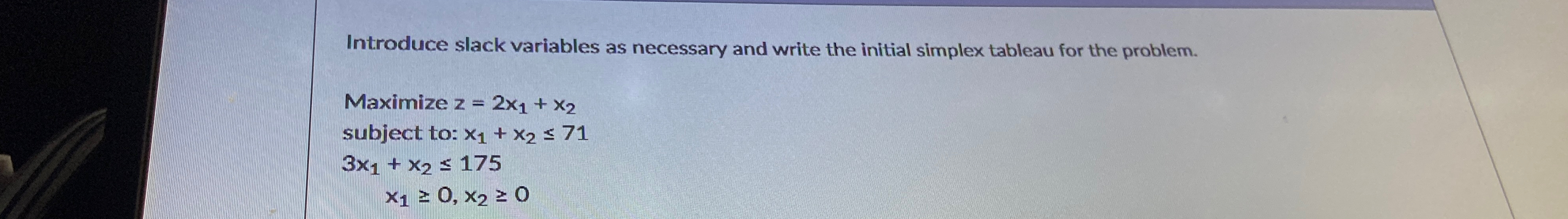 Solved Introduce slack variables as necessary and write the | Chegg.com