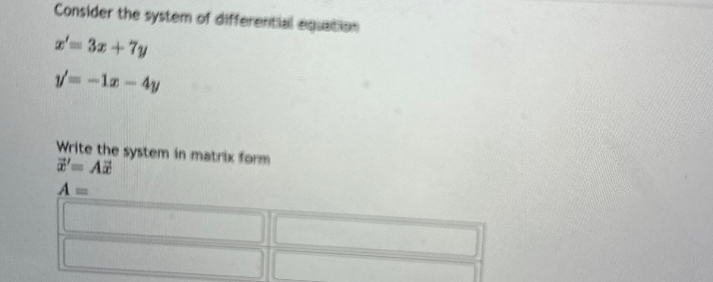 Solved Consider the system of differential | Chegg.com