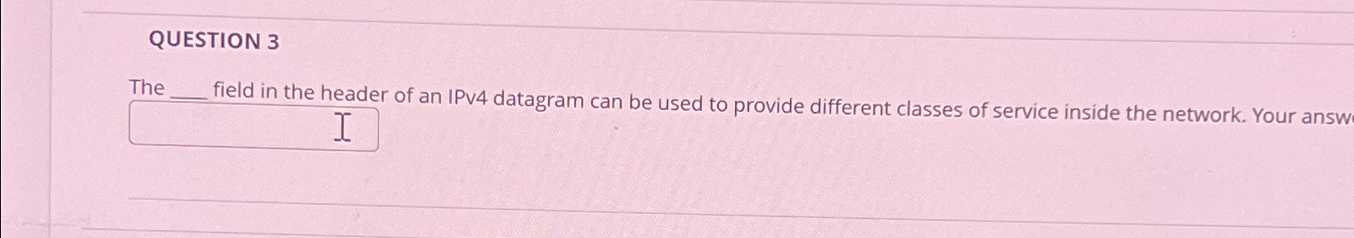 Solved QUESTION 3The q, ﻿field in the header of an IPV4 | Chegg.com