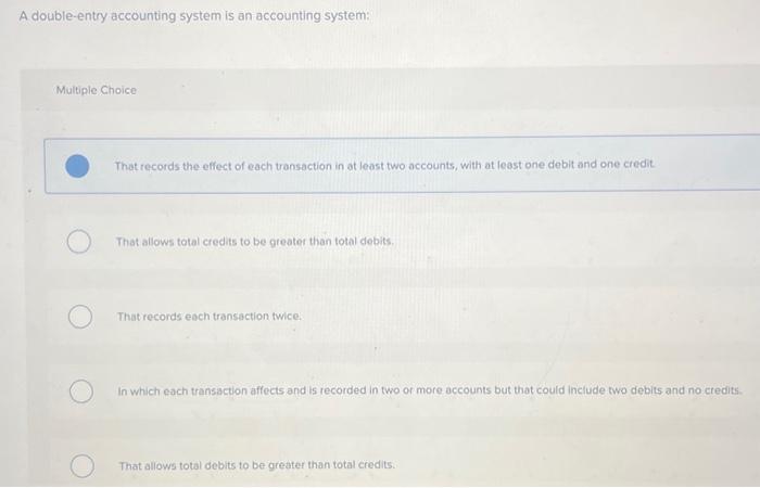 Solved A Double Entry Accounting System Is An Accounting 6619