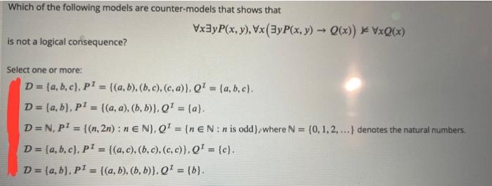 Solved Which of the following models are counter-models that | Chegg.com