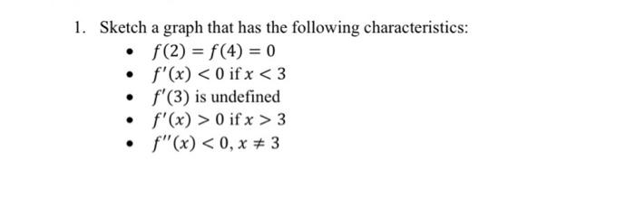 Solved 1. Sketch a graph that has the following | Chegg.com