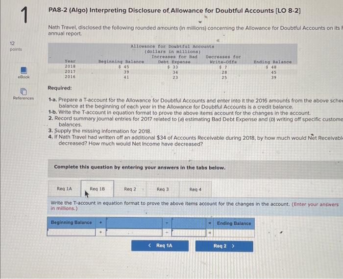 PA8-2 (Algo) Interpreting Disclosure of Allowance for | Chegg.com