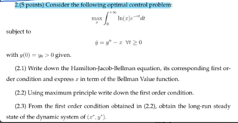 Solved 2.(5 ﻿points) ﻿Consider the following optimal control | Chegg.com