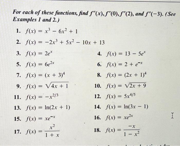 Solved For each of these functions, find | Chegg.com