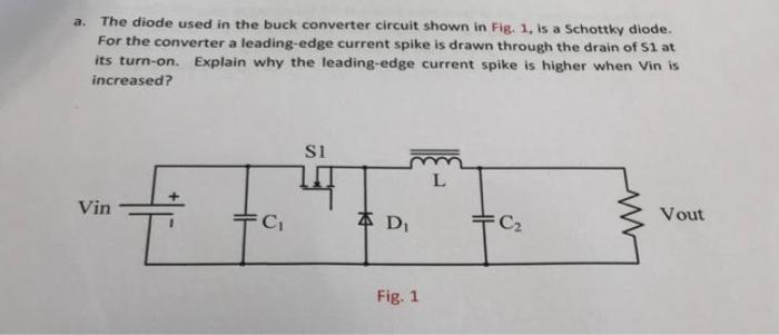 a. The diode used in the buck converter circuit shown | Chegg.com