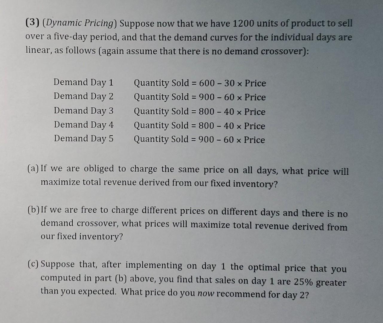 Solved Pricing problems with capacity constraints (1) | Chegg.com