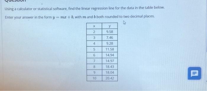 Solved Using a calculator or statistical software, find the | Chegg.com