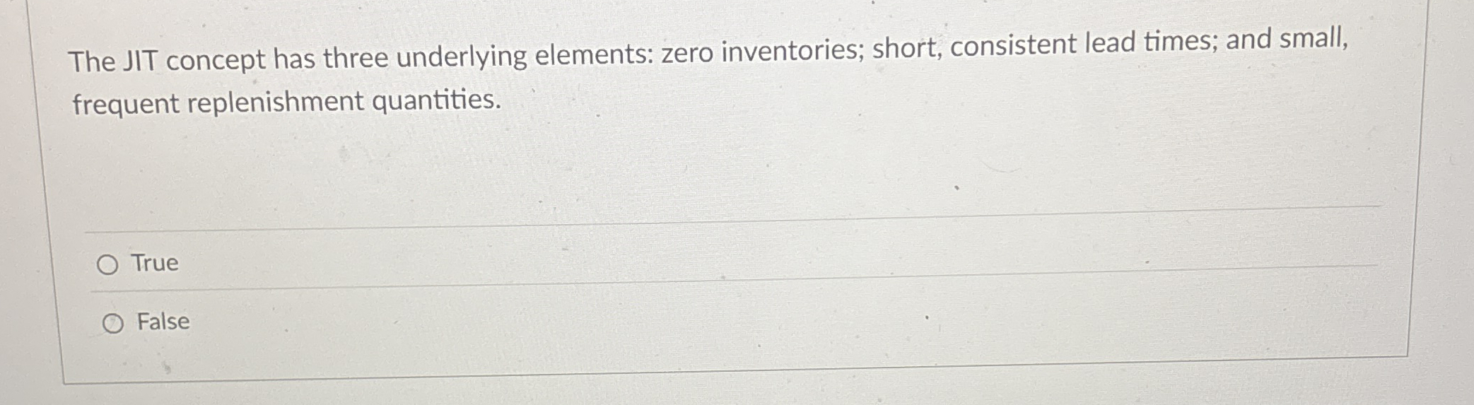 Solved The JIT concept has three underlying elements: zero | Chegg.com