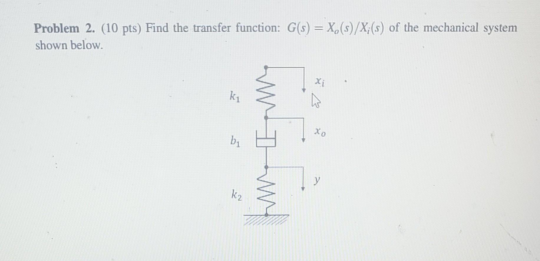 Solved Problem 2. (10 pts) Find the transfer function: | Chegg.com