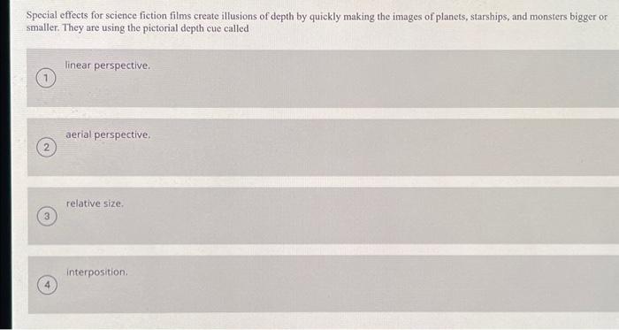 Solved Special effects for science fiction films create | Chegg.com