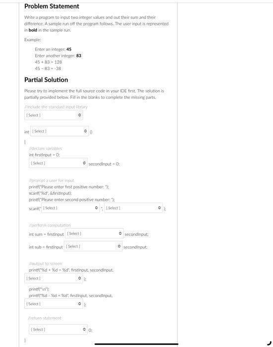 Solved Problem Statement Write A Program To Input Two 