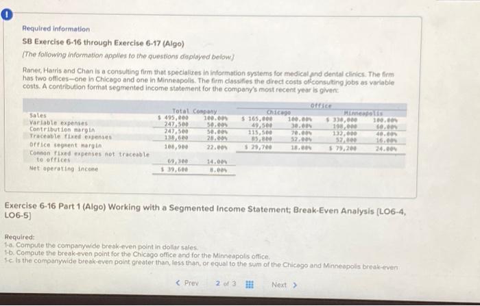 Solved 0 Required information SB Exercise 6-16 through | Chegg.com