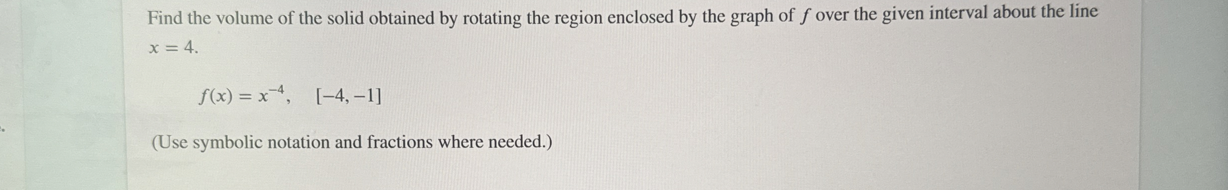Solved Find the volume of the solid obtained by rotating the | Chegg.com