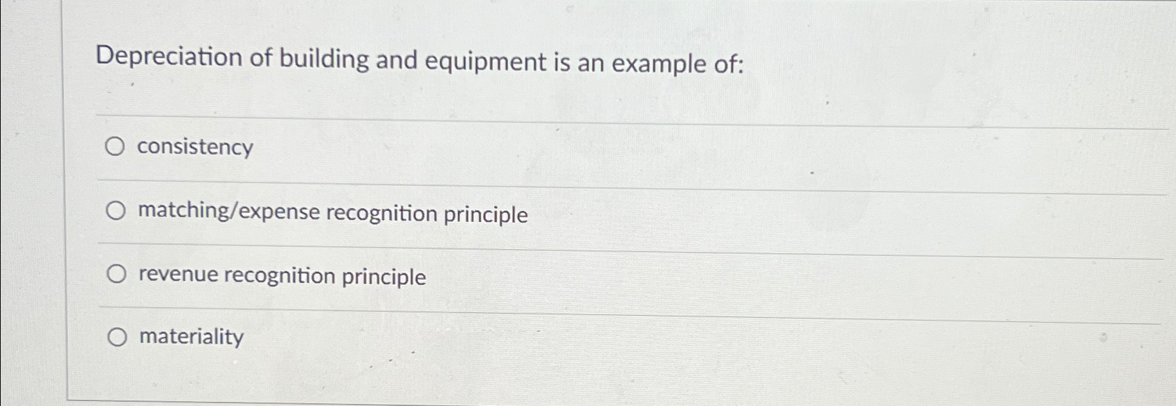 Solved Depreciation of building and equipment is an example | Chegg.com
