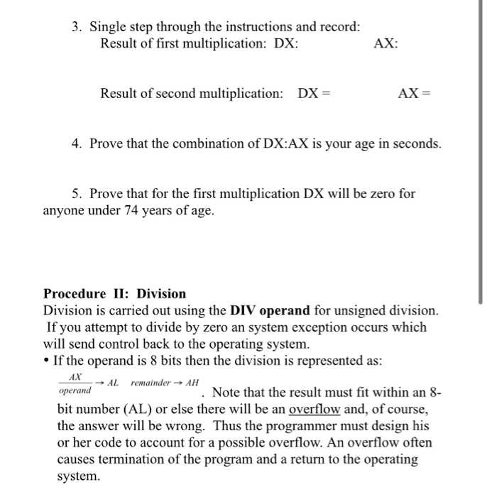 Procedure I: Multiplication Multiplication is carried | Chegg.com