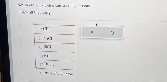 Solved Which of the following compounds are ionic? Check all | Chegg.com