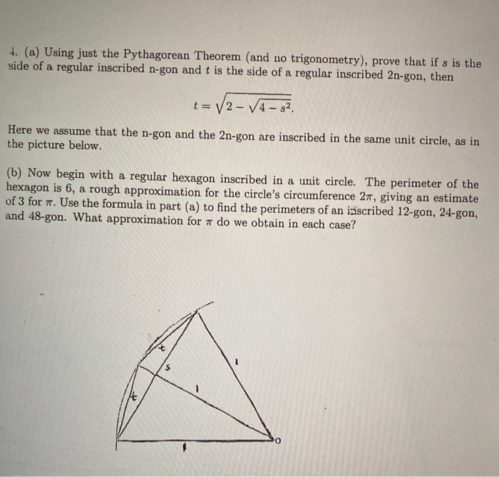 Solved +. (a) Using just the Pythagorean Theorem (and no | Chegg.com