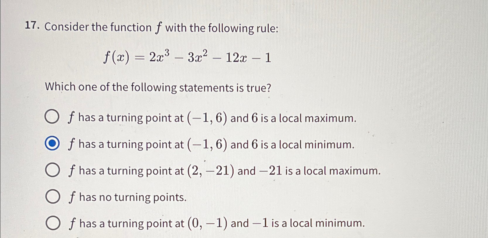 Solved Consider the function f ﻿with the following | Chegg.com