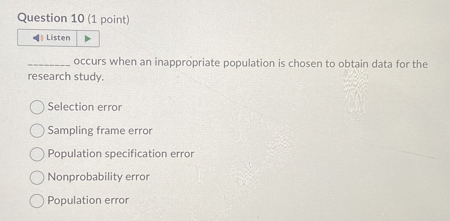 Solved Question 10 (1 ﻿point)occurs when an inappropriate | Chegg.com