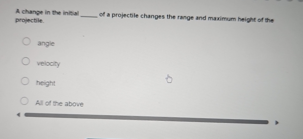 Solved A change in the initial projectile. ﻿of a | Chegg.com